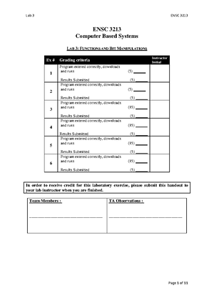 Lab Assignment 5 - Lab 5 ENSC 3213 ENSC 3213 Computer Based Systems LAB ...