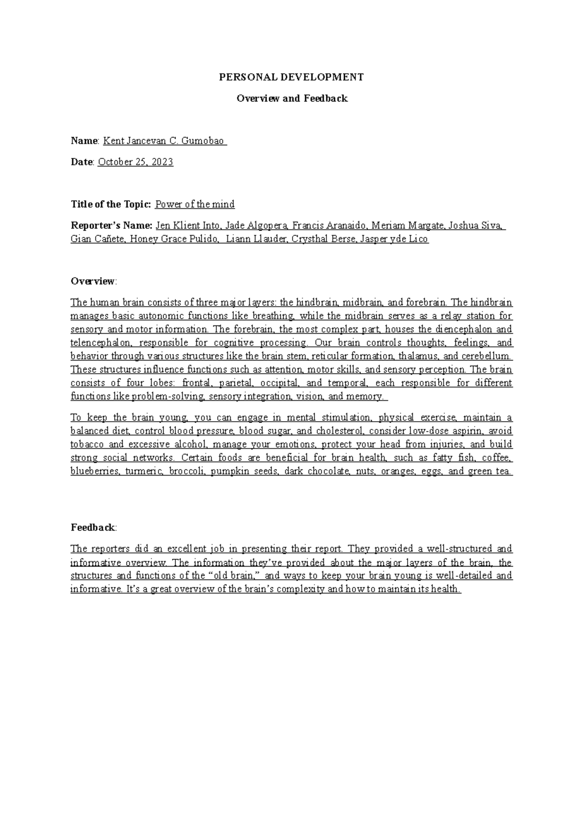 Per Dev-Power-of-the-mind Gumobao-2 - PERSONAL DEVELOPMENT Overview and ...