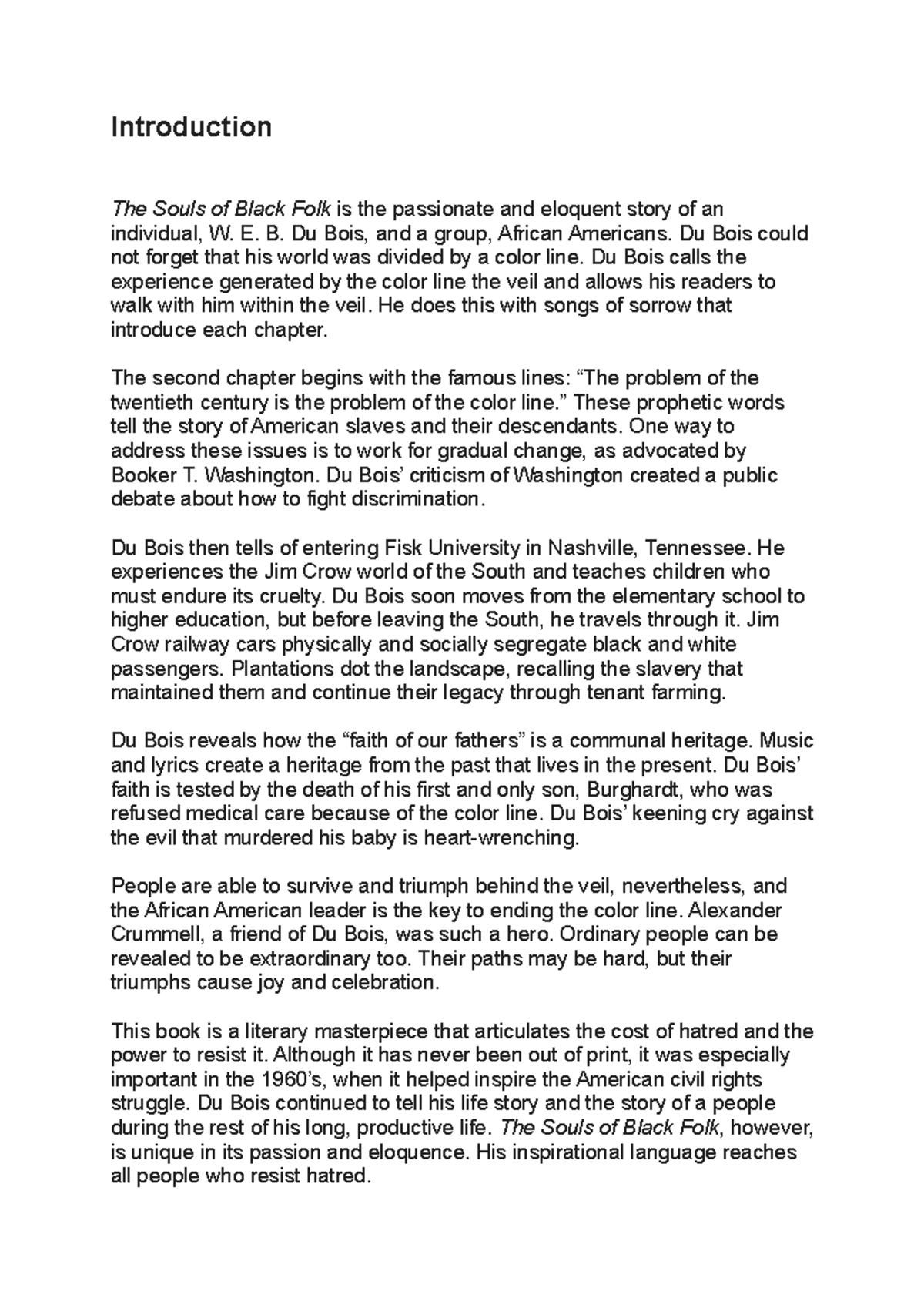 William Edward Burghardt du Bois - The Souls of Black Folk ...