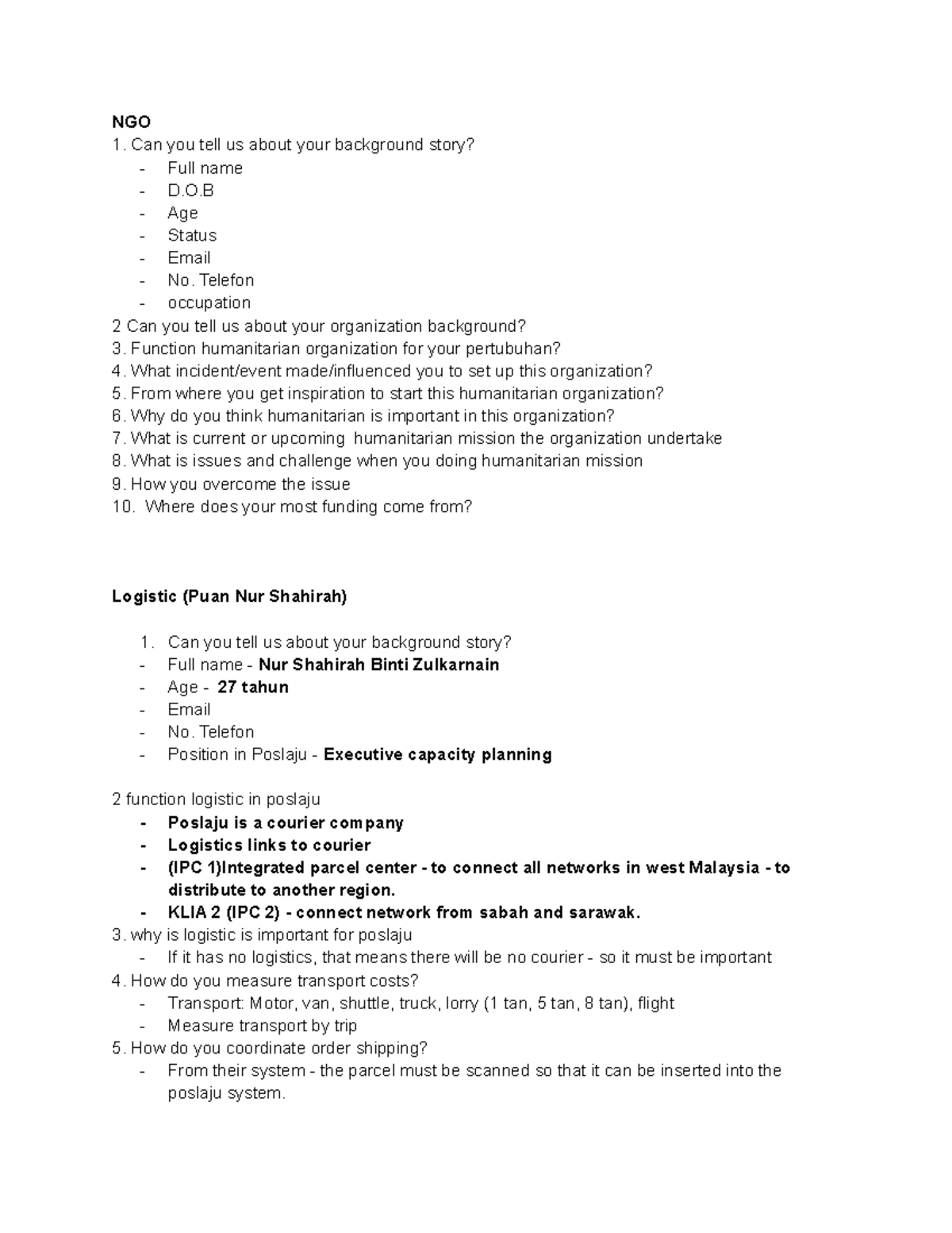 TPT510 Soalan Interview Assinment 1 - NGO Can you tell us about your ...