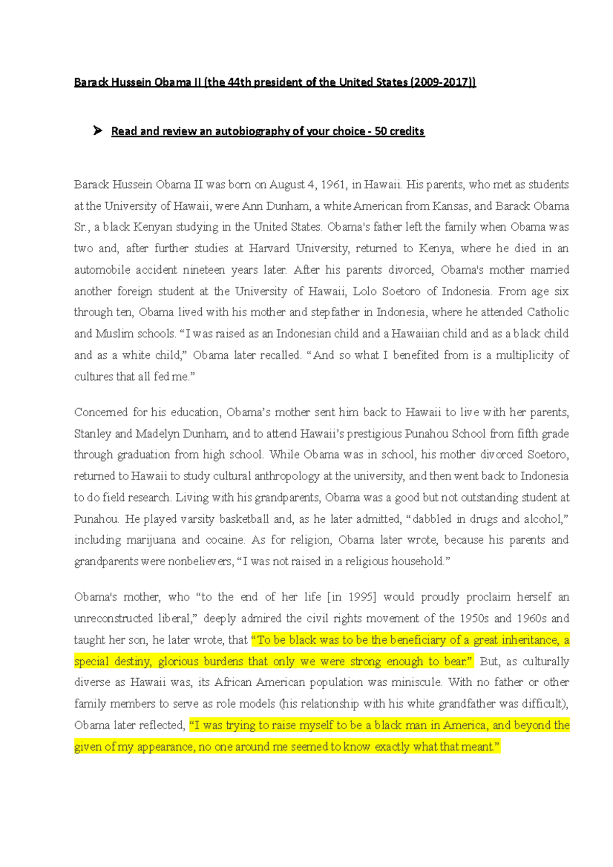 Barack Hussein Obama - biography - Barack Hussein Obama II (the 44th ...