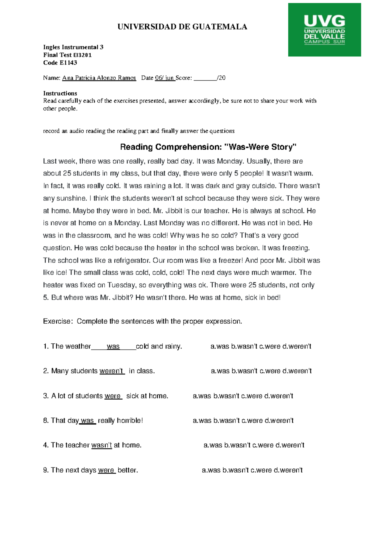 Ingles Instrumental 3 Final TEST 2024 - UNIVERSIDAD DE GUATEMALA Ingles ...