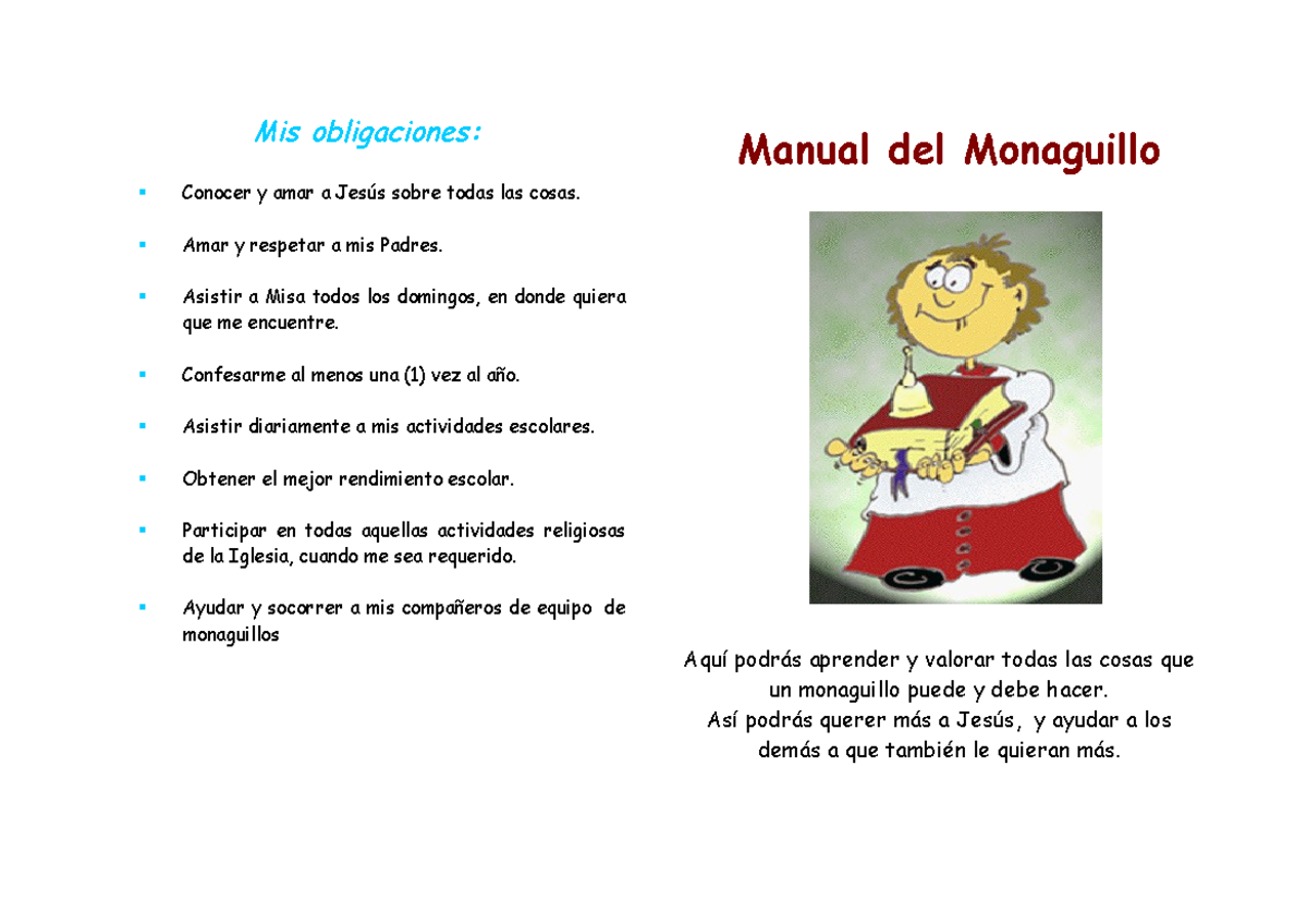 Manual del monaguillo - ,m d.c asc - Mis obligaciones: Conocer y amar a ...