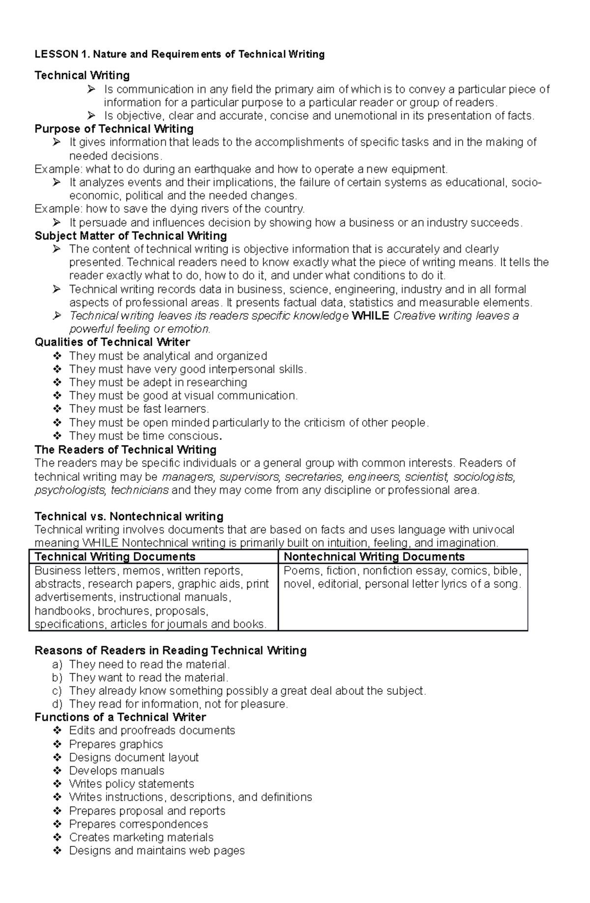 Technical Writing for education students - Business Administration ...