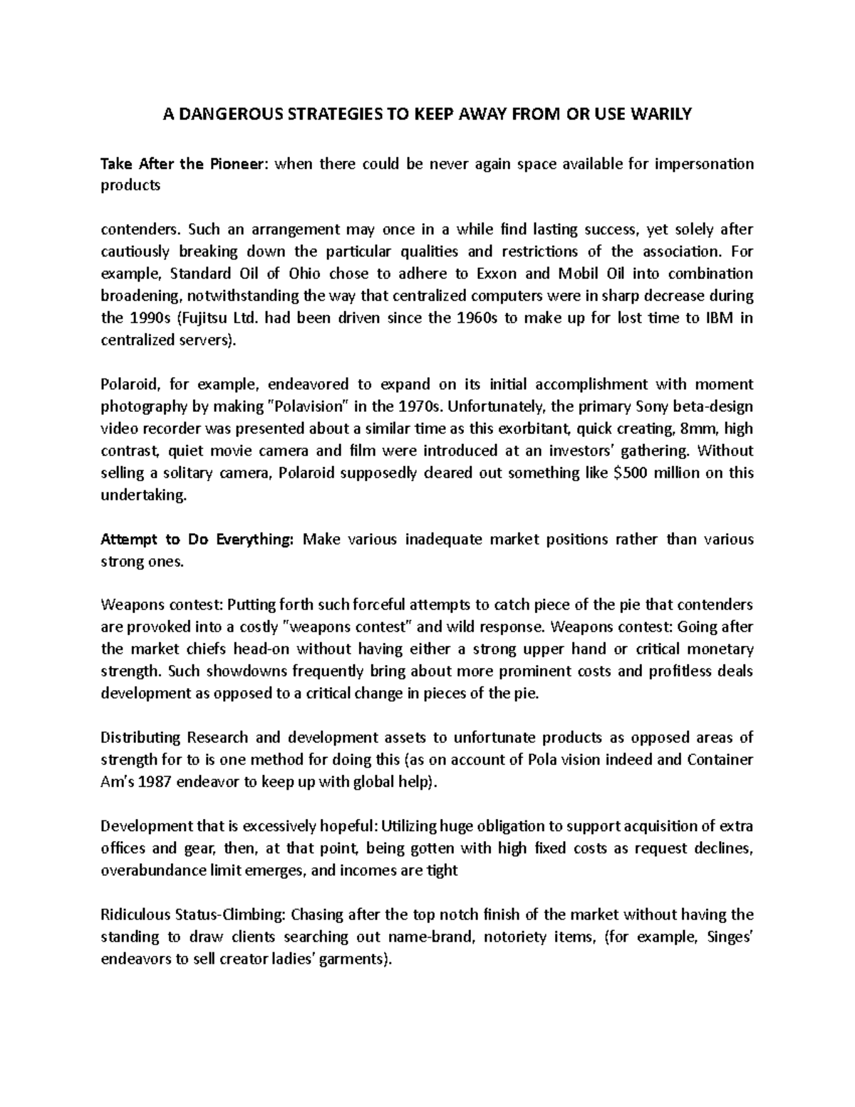 A Dangerous Strategies TO KEEP AWAY FROM OR USE Warily - A DANGEROUS ...