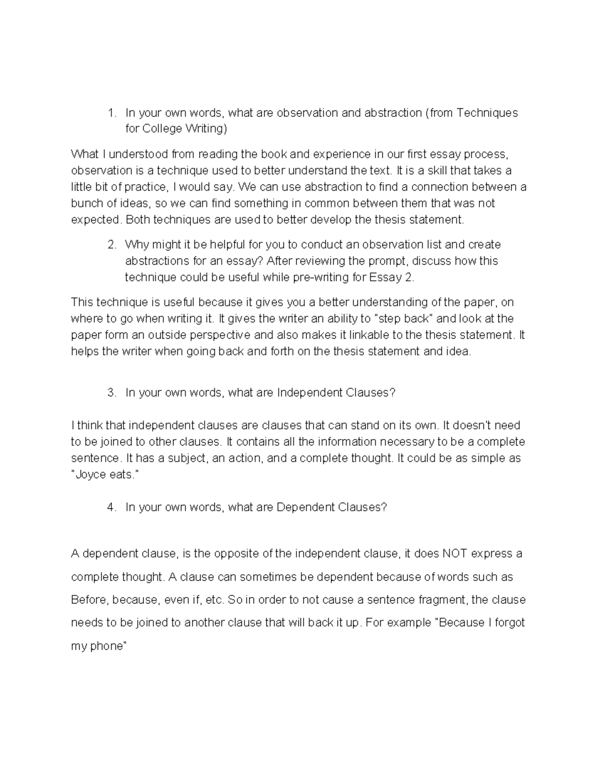 Discussion board 4 - 1. In your own words, what are observation and ...