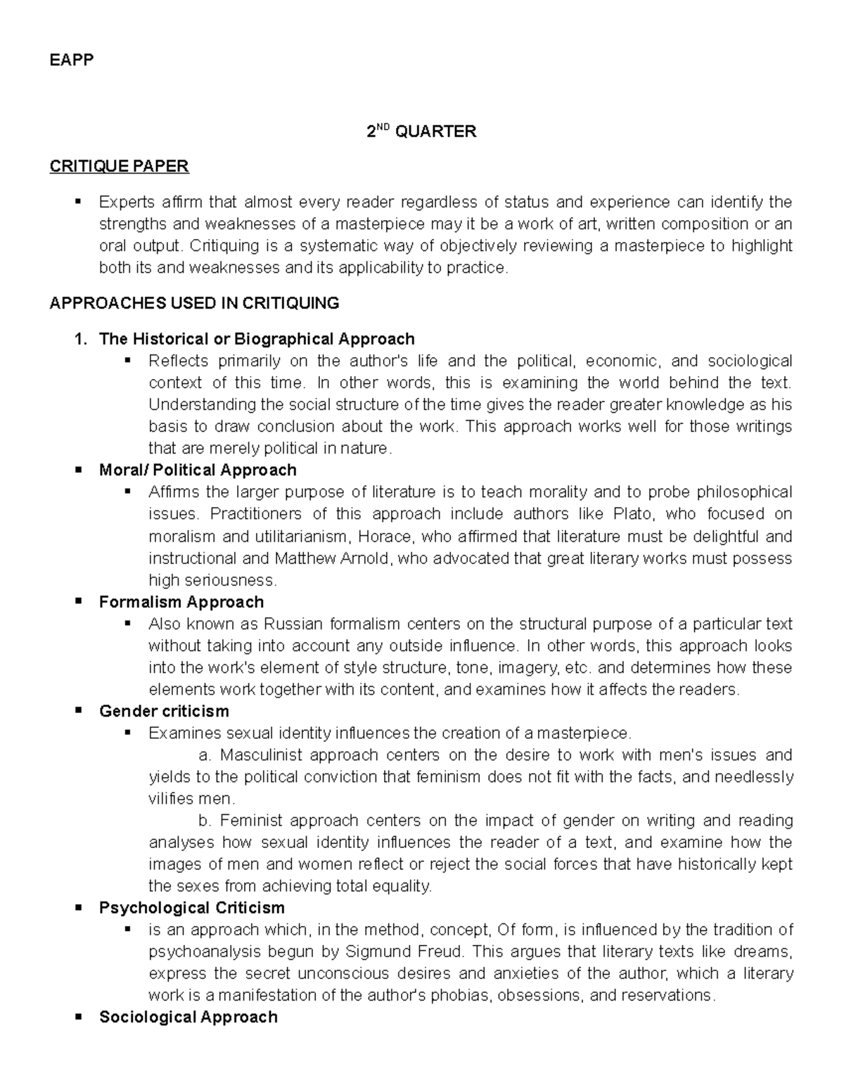 EAPP - English for Academic Purposes Program Lecture Notes - EAPP 2 ND ...