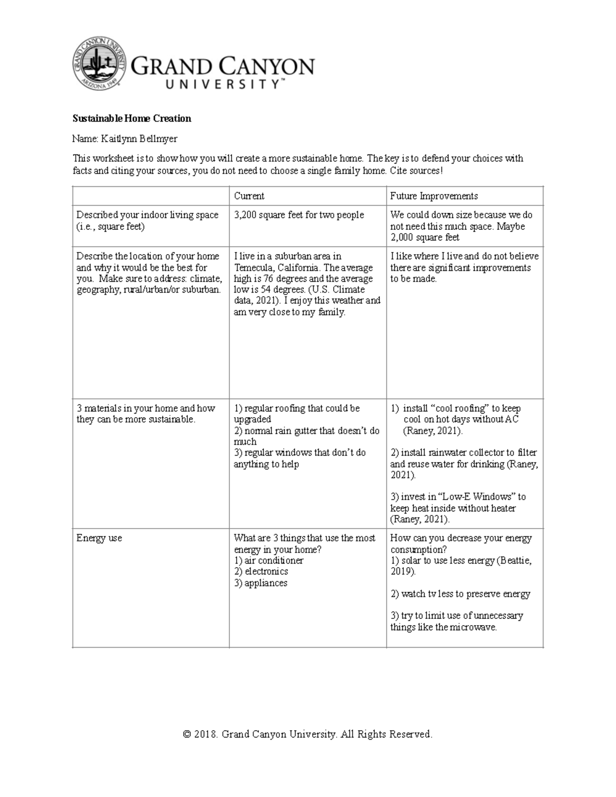 Sustainable Home - Worksheet - Sustainable Home Creation Name: Kaitlynn ...