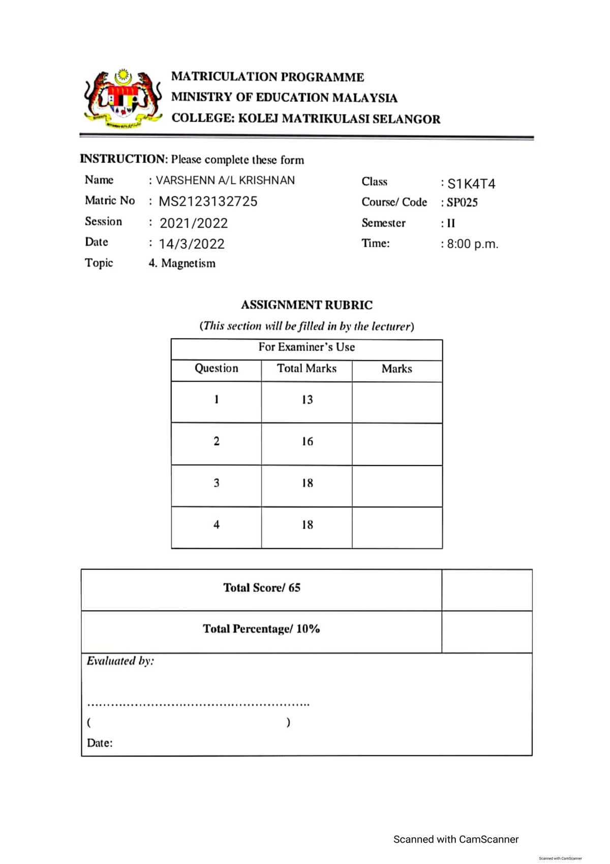 Physics assignment Chapter 4 Varshenn 144 - Chemistry 1 - Studocu