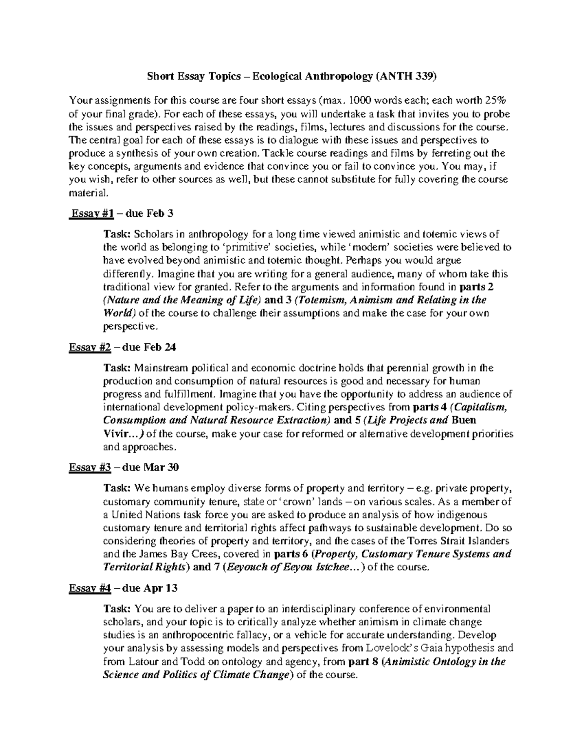 Essay Guidelines Short Essay Topics Ecological Anthropology ANTH essay-guidelines-short-essay-topics-ecological-anthropology-anth