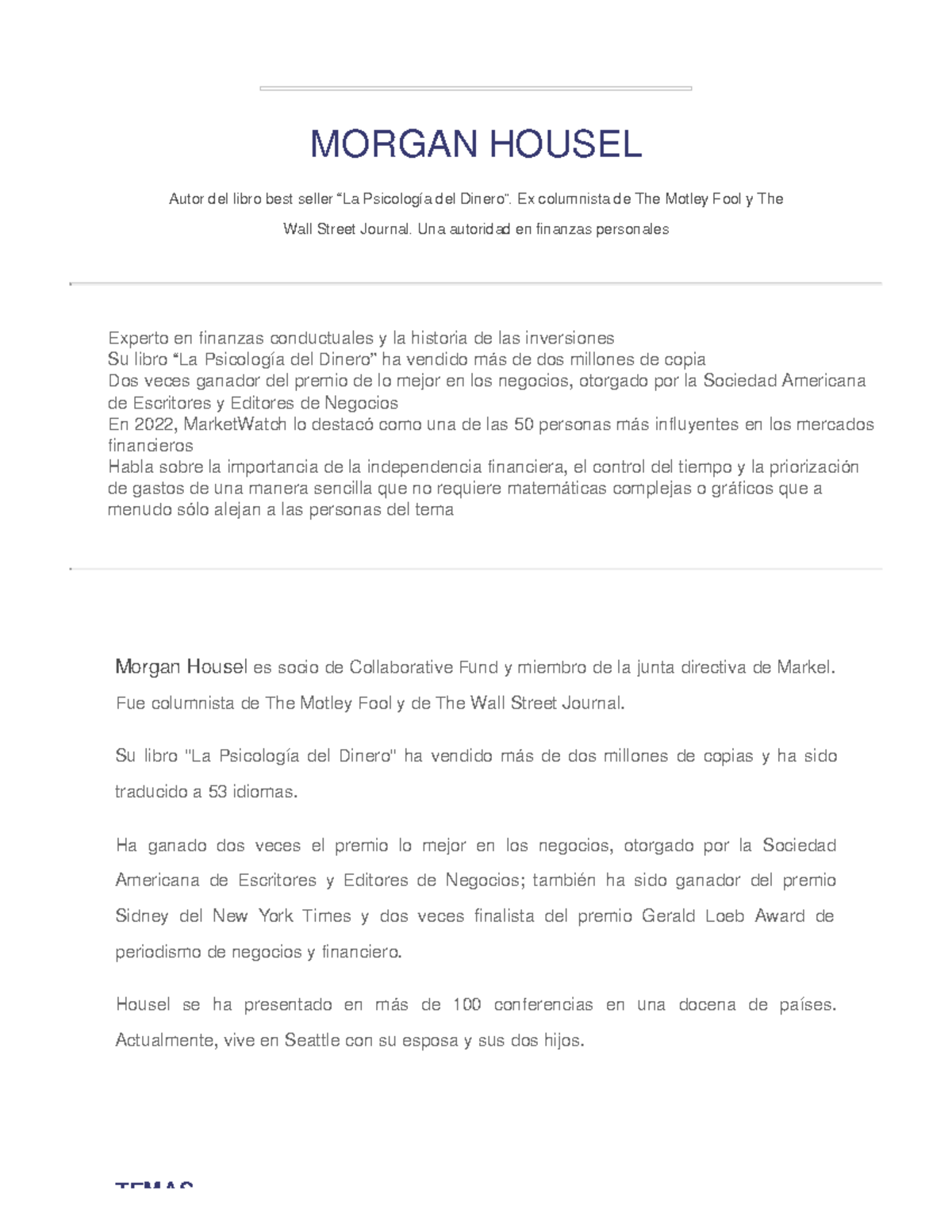 Morgan Housel - ascxsacaca - MORGAN HOUSEL Autor del libro best seller ...