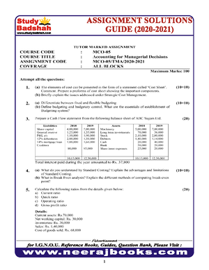 Mco 5 - MCO-05 (MCOM) Important questions with answers What is Accounting? State the different ...