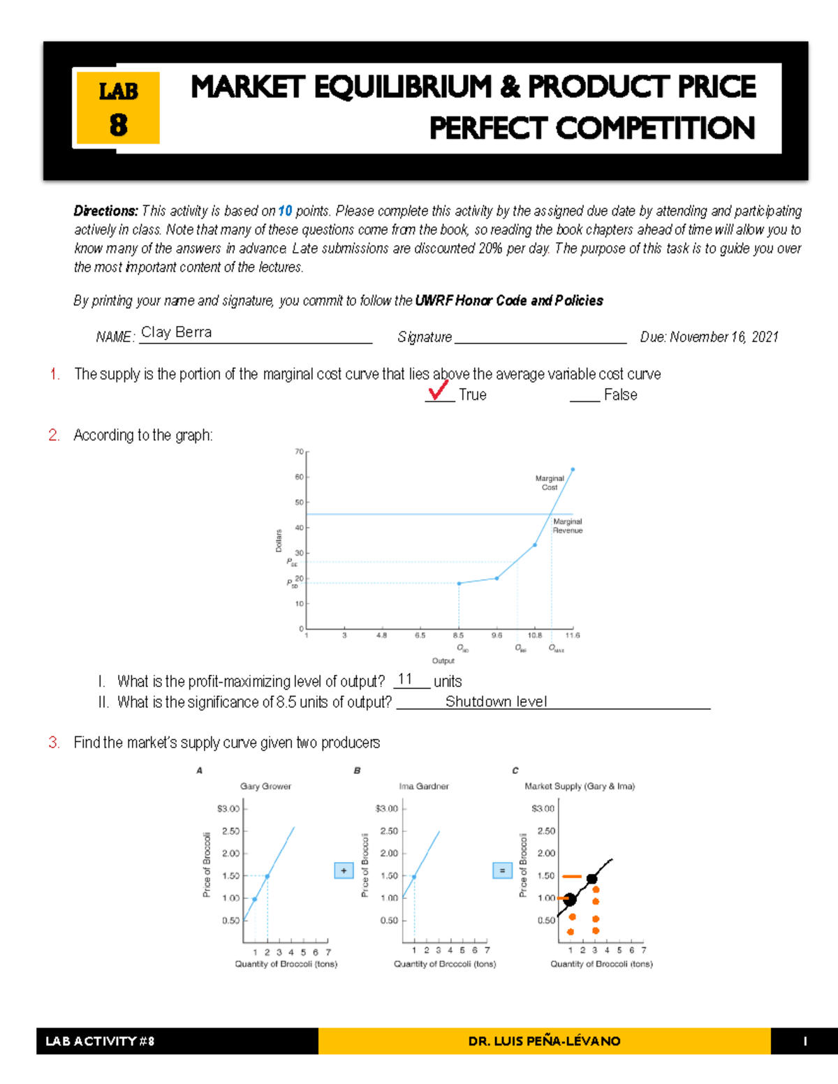 Ag Econ 230 LAB Activity #8 - Directions: This activity is based on 10 points. Please complete ...