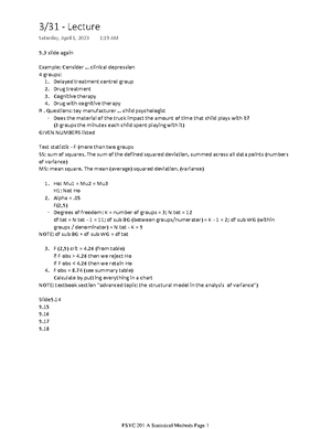 329 - Lecture - Strategy 1. Check sample sizes Equal or nearly? If yes ...