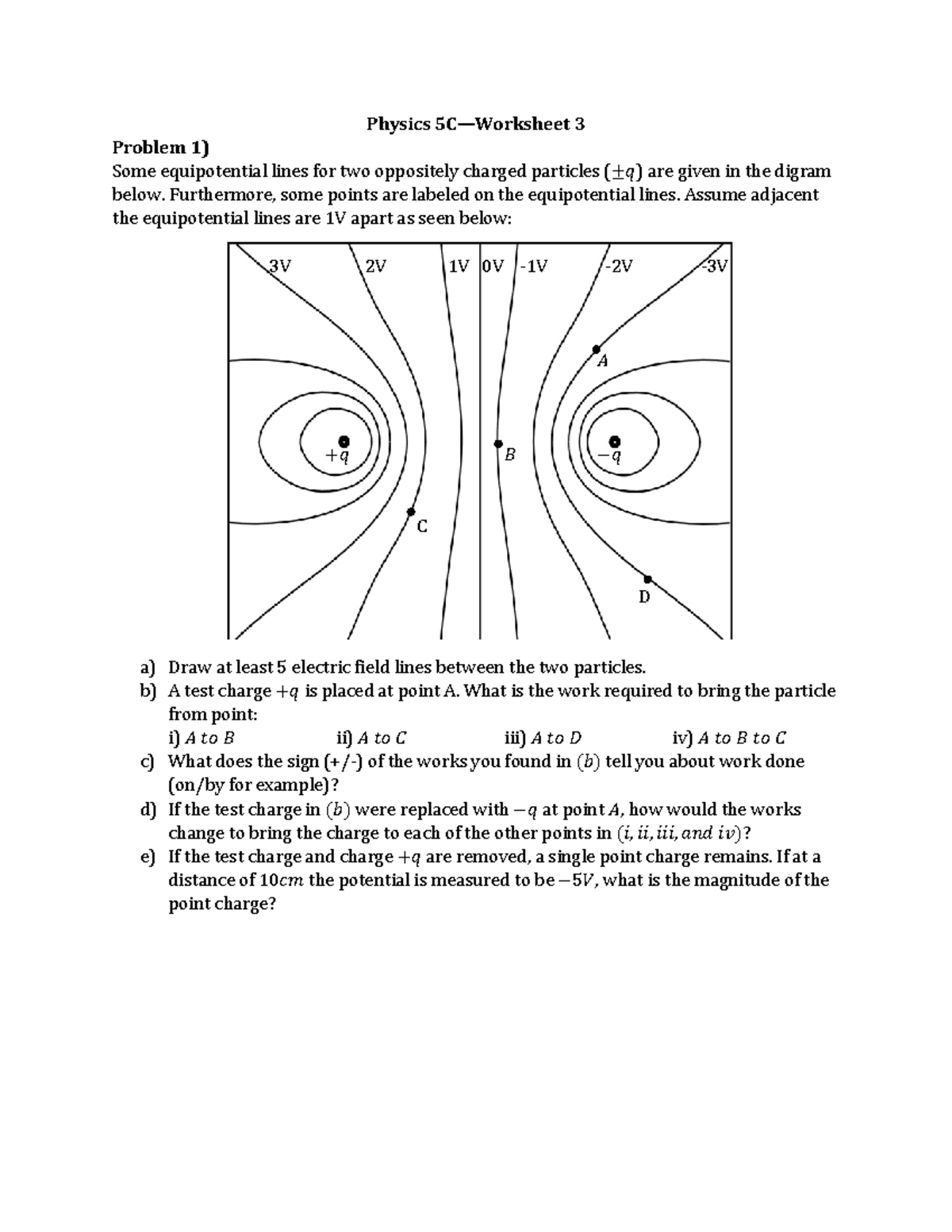 Worksheet 3 - Week Three Electric Field Discussion Section Assignment ...