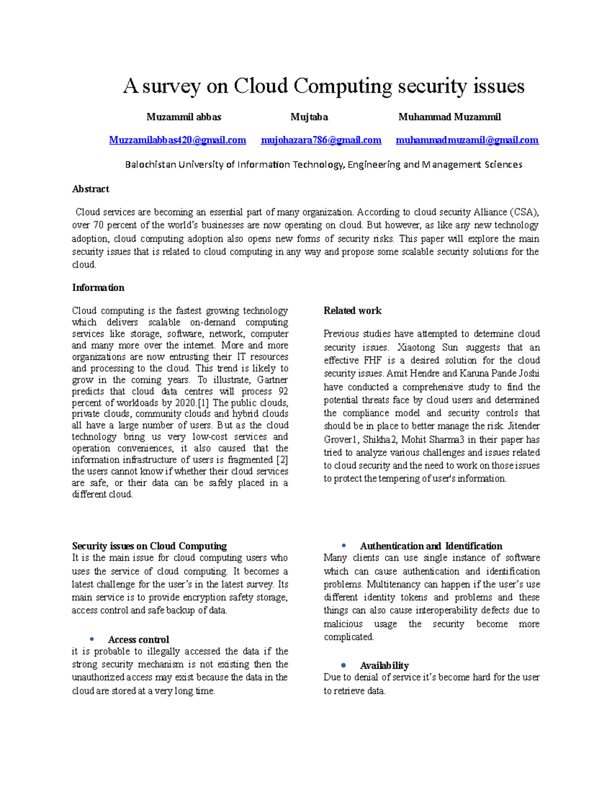 A survey on Cloud Computing security issues - According to cloud ...