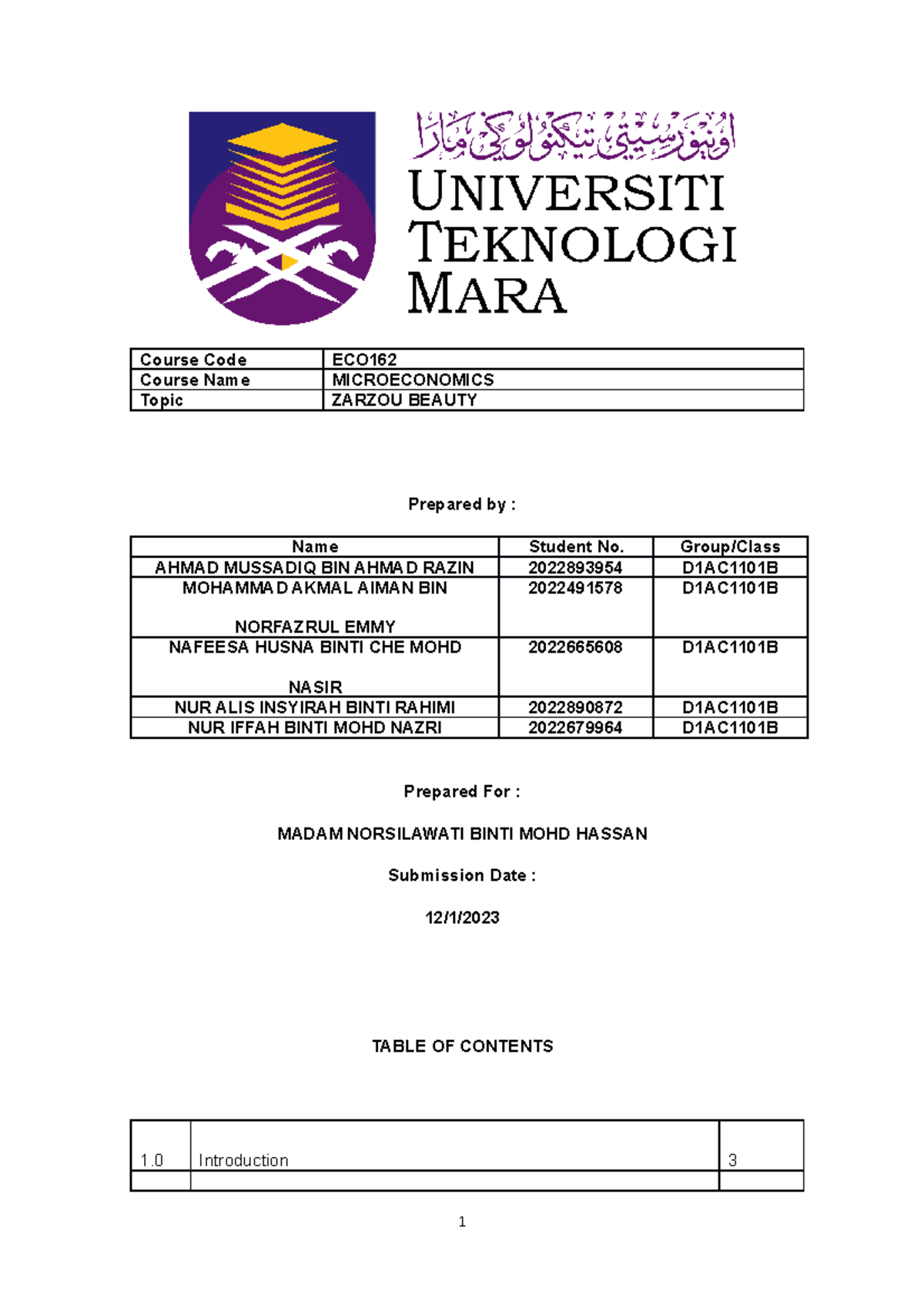 Eco 162 - eco - Course Code ECO Course Name MICROECONOMICS Topic ZARZOU BEAUTY Prepared by ...