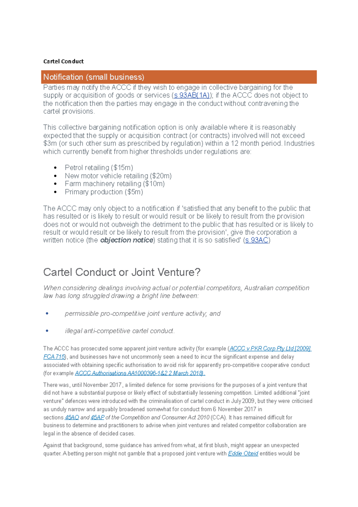 Assignment 1 Material (Research) - Cartel Conduct - Cartel Conduct ...
