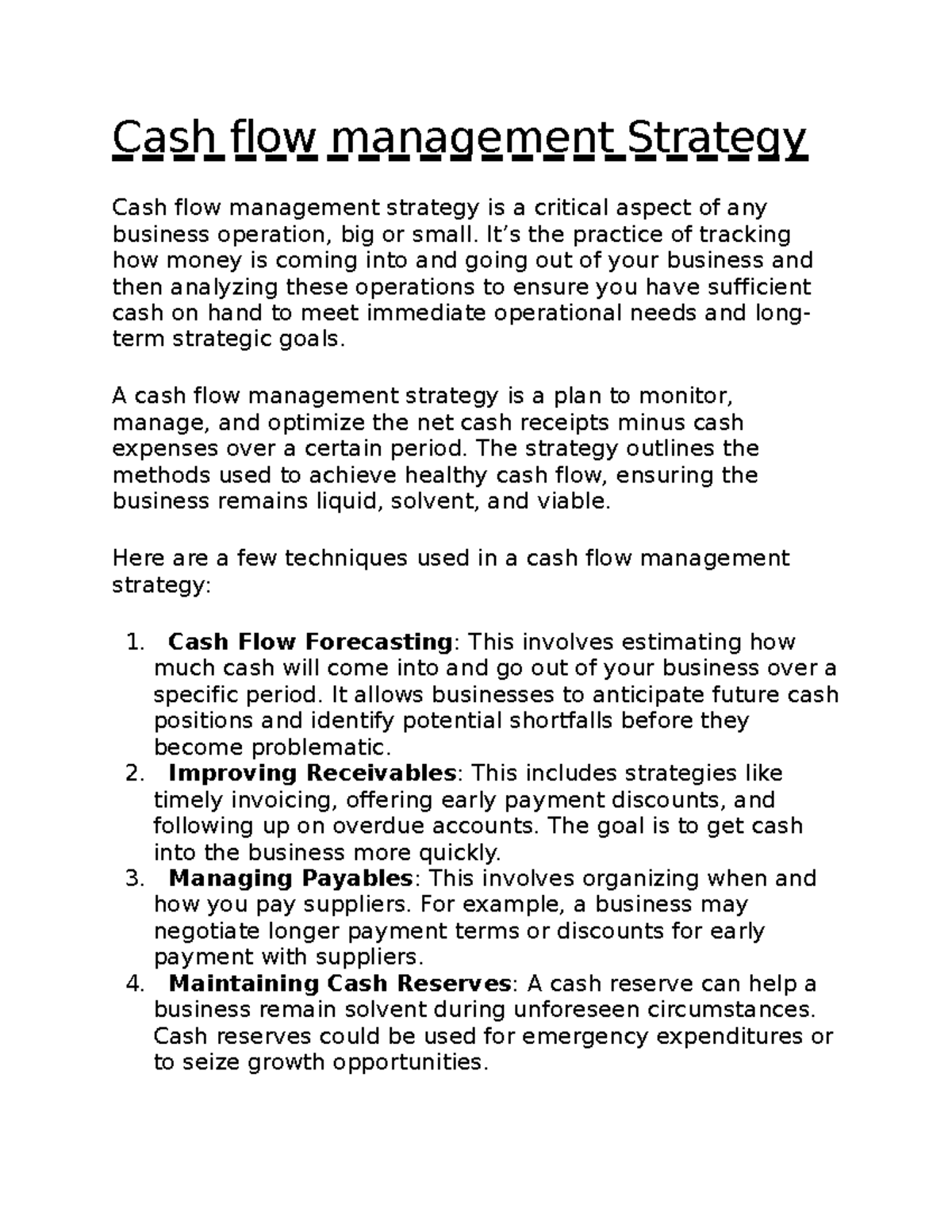 Cash flow management Strategy - It’s the practice of tracking how money ...