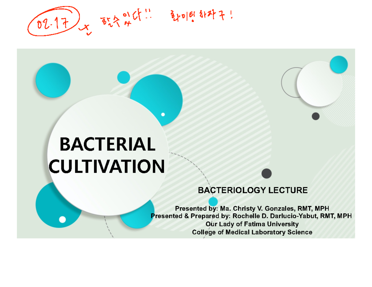 Week-4 - week 4 olfu notes - BACTERIAL CULTIVATION Presented by: Ma ...