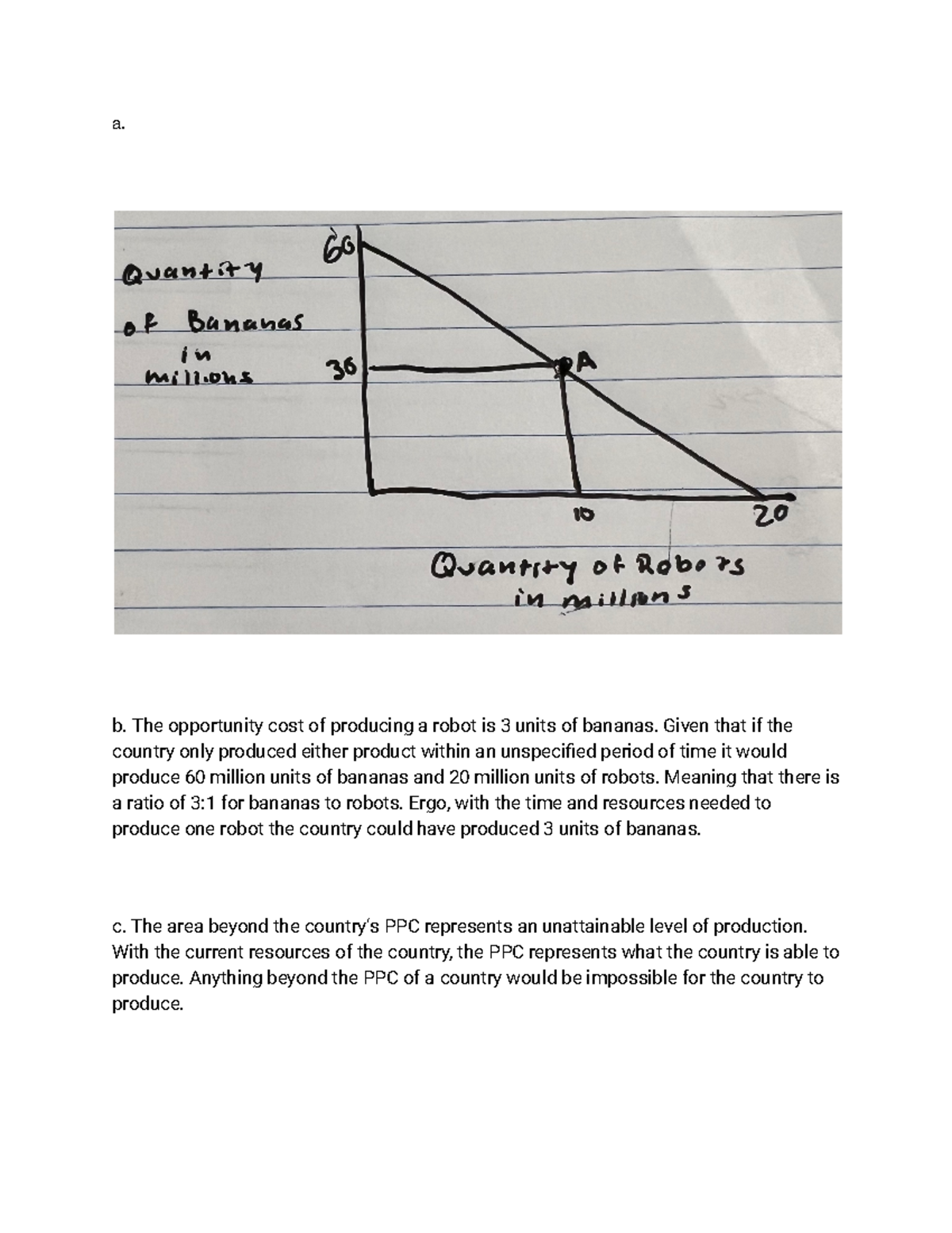 1.02 Opportunity Cost and the PPC - a. b. The opportunity cost of ...