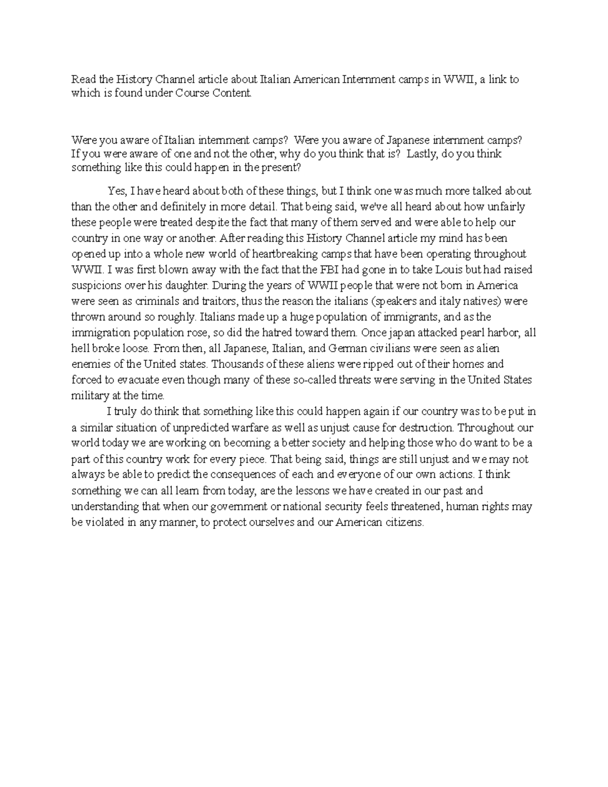 Nusc. discussion 5 - summary of history channel written article on ...