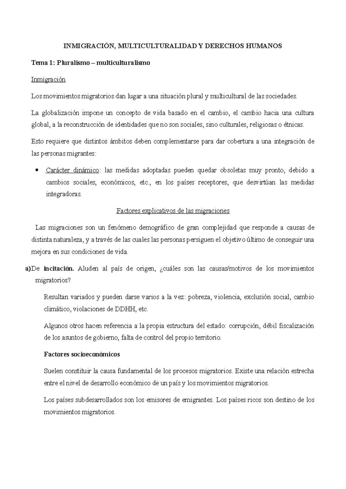 Resumen - Inmigración, multiculturalidad y derechos humanos ...