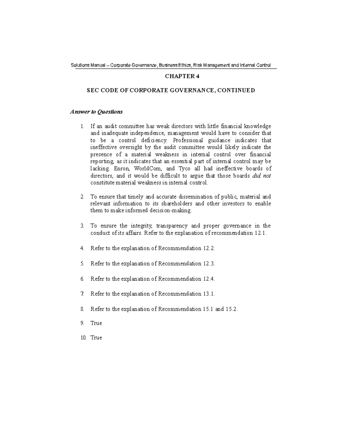 Answer to chapter 4 sec code of corporate govern converteddocx ...