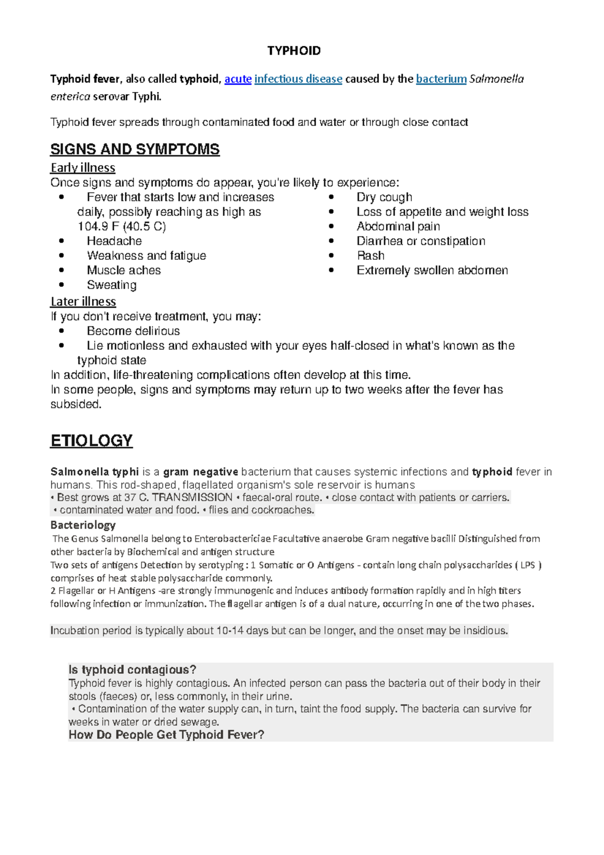 Typhoid - It explains about pathophysiology,signs and symptoms and ...