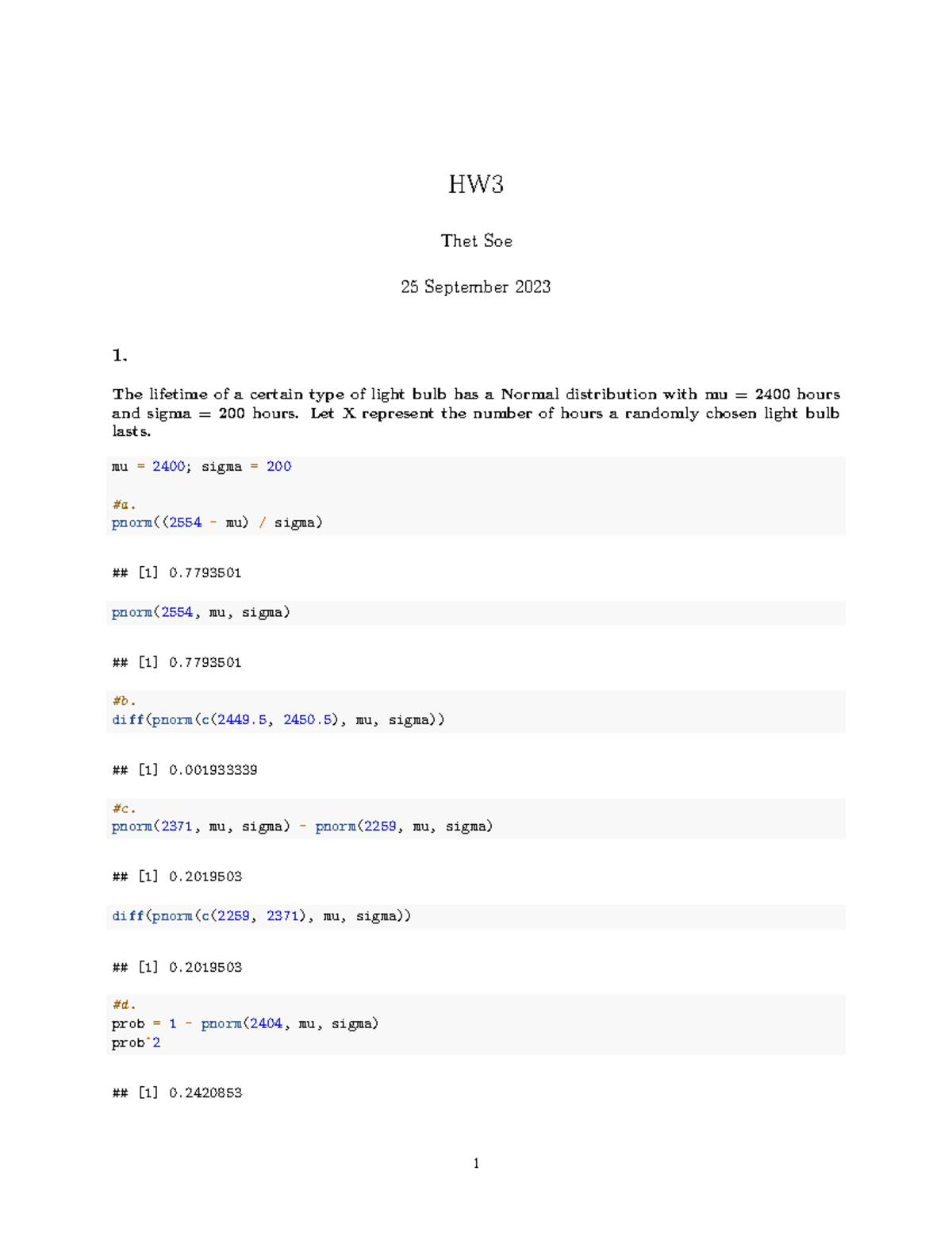 HW3 - Homework on data analysis and data cleaning - HW Thet Soe 25 September 2023 1. The ...