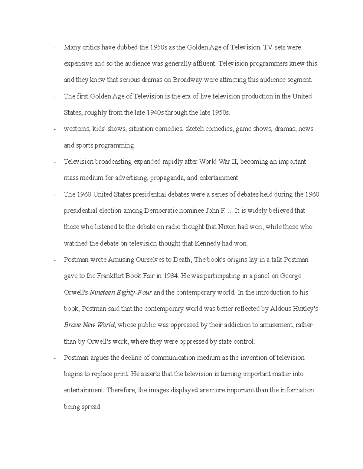 Evolution of media- televison - Many critics have dubbed the 1950s as ...