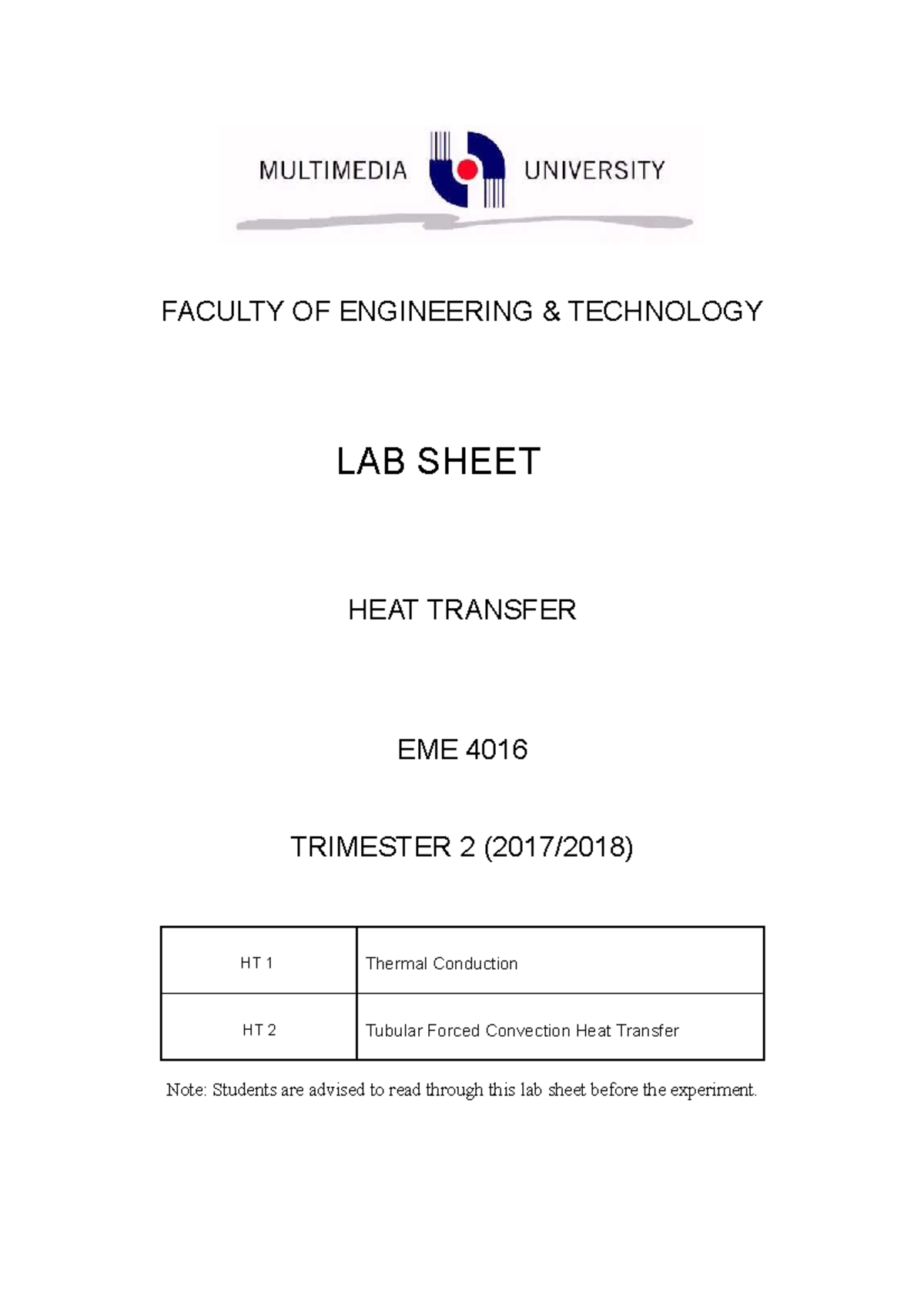 Lab-Sheet -EME4016-Heat-Transfer-v - FACULTY OF ENGINEERING TECHNOLOGY ...