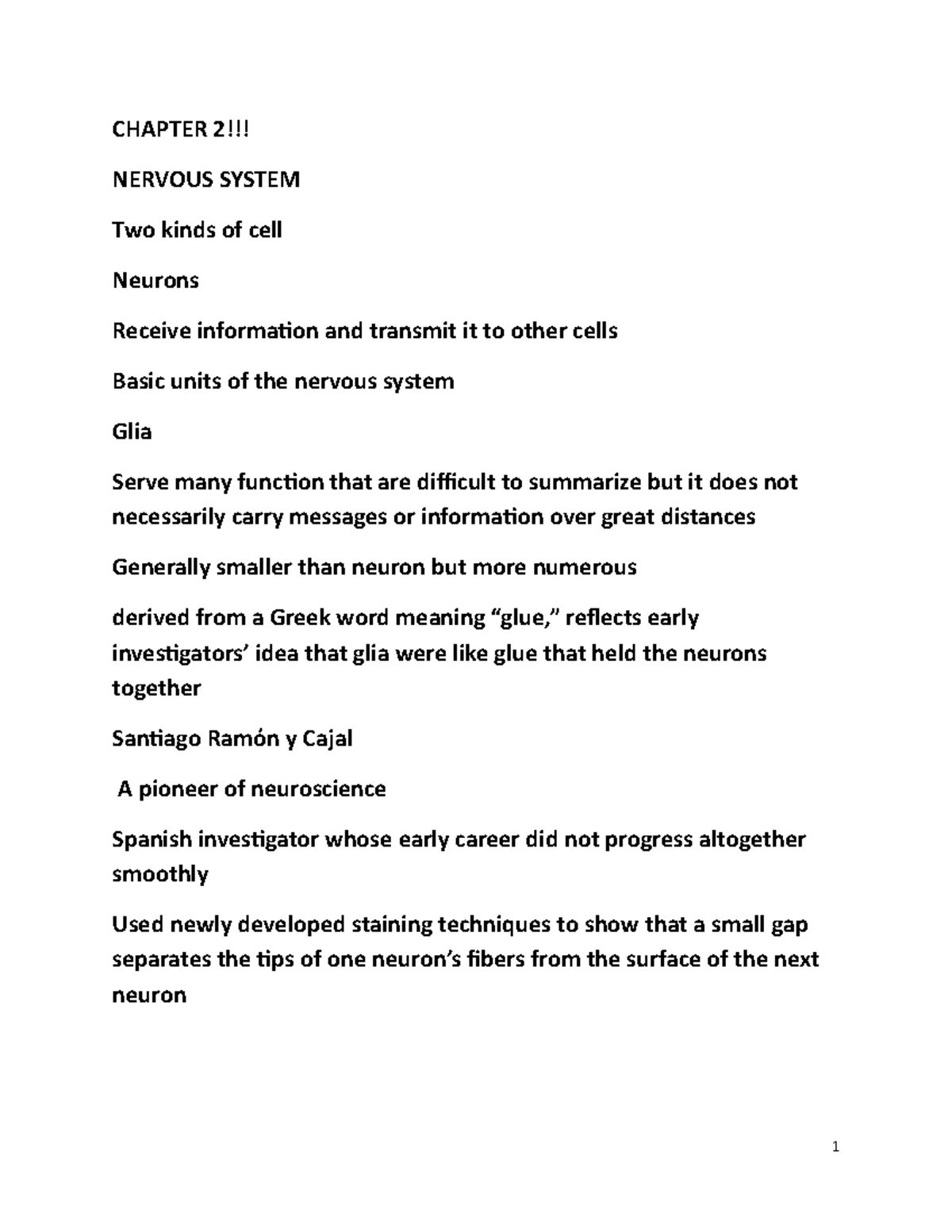 PHYSIOLOGICAL PSYCHOLOGY - CHAPTER 2!!! NERVOUS SYSTEM Two kinds of ...