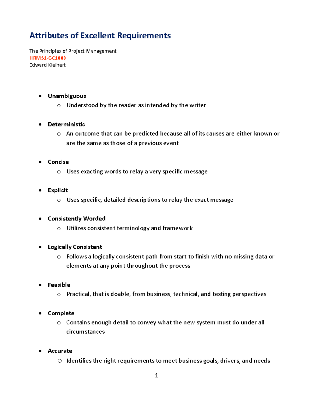 M2 Attributes of Excellent Requirements - 1 Attributes of Excellent ...