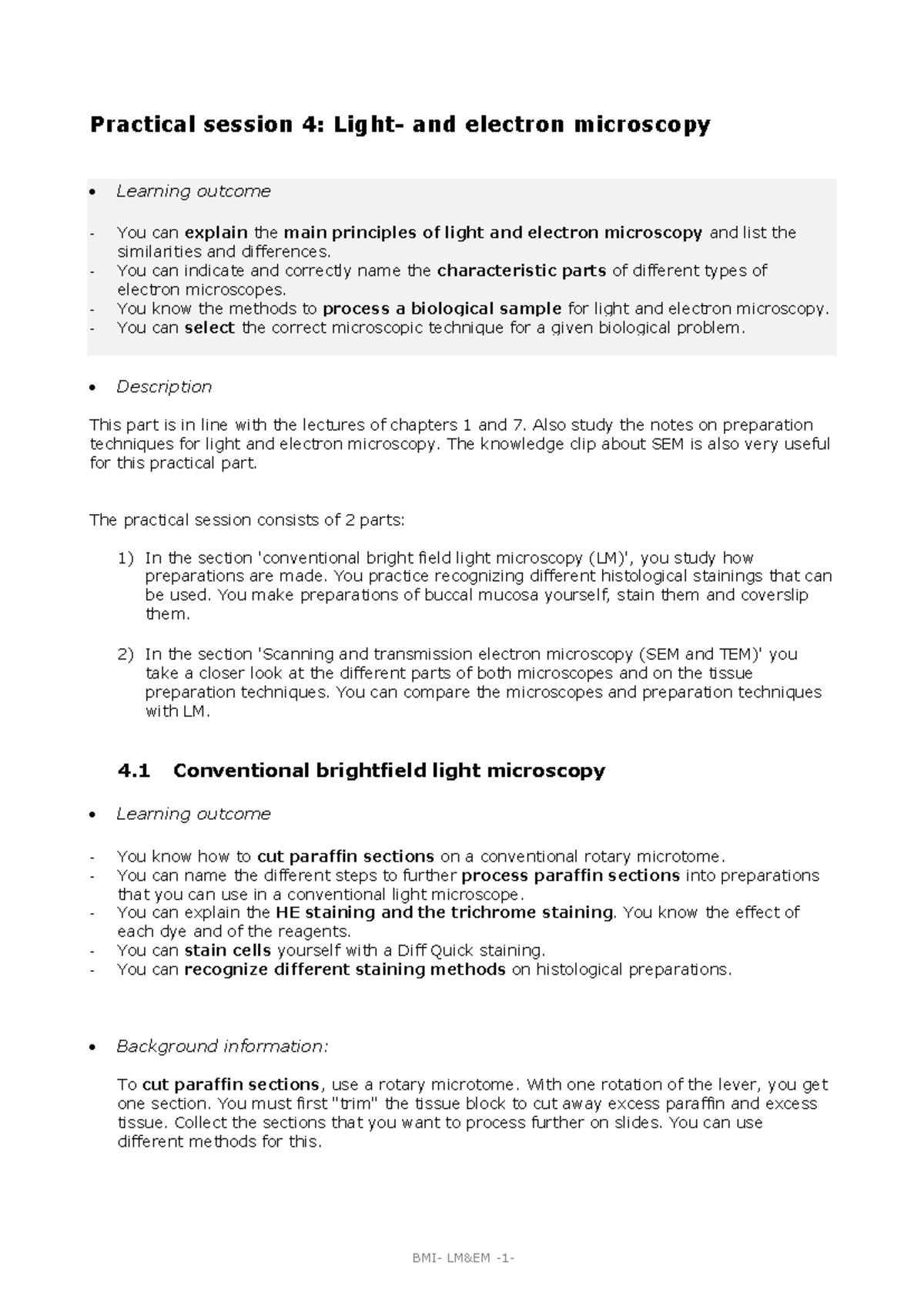 Tabel practicum 4 ingevuld - Practical session 4 : Light- and electron ...