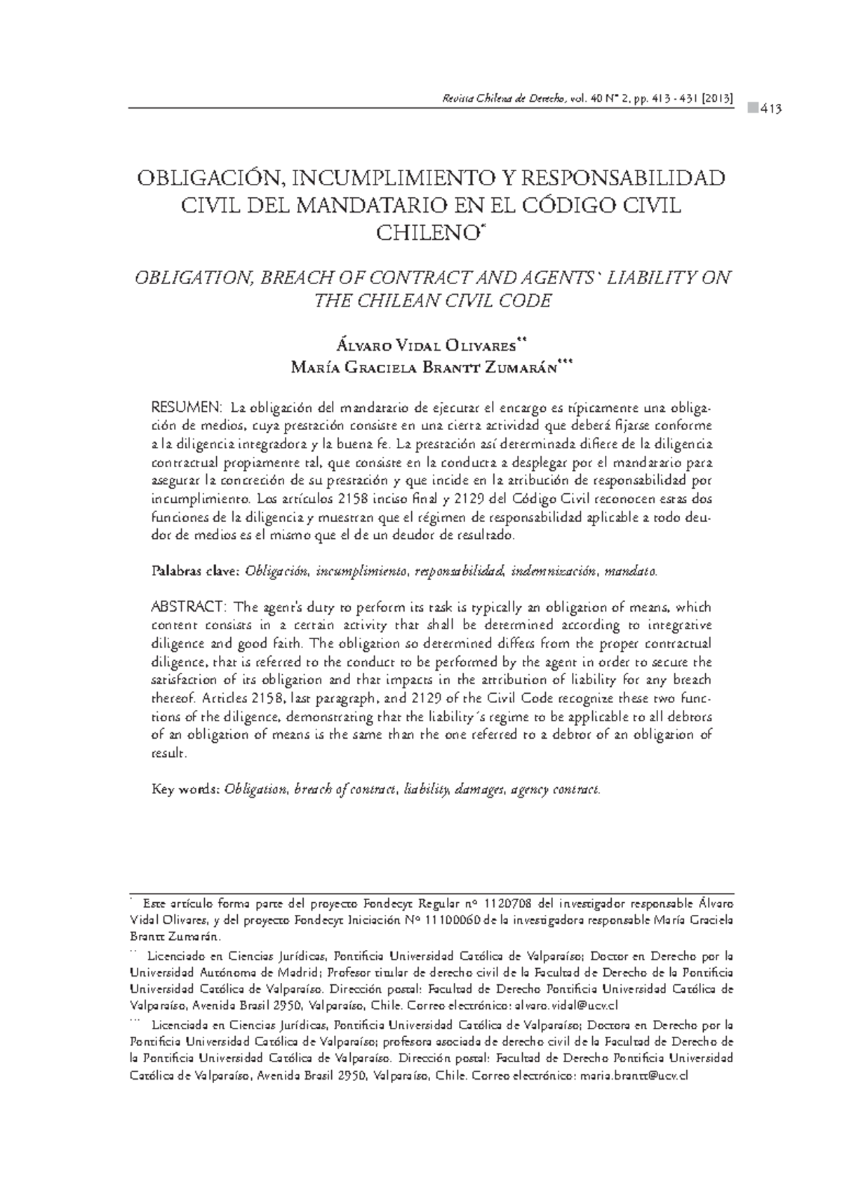 4. Lectura obligatoria. Brantt y Vidal. Obligación, incumplimiento y ...