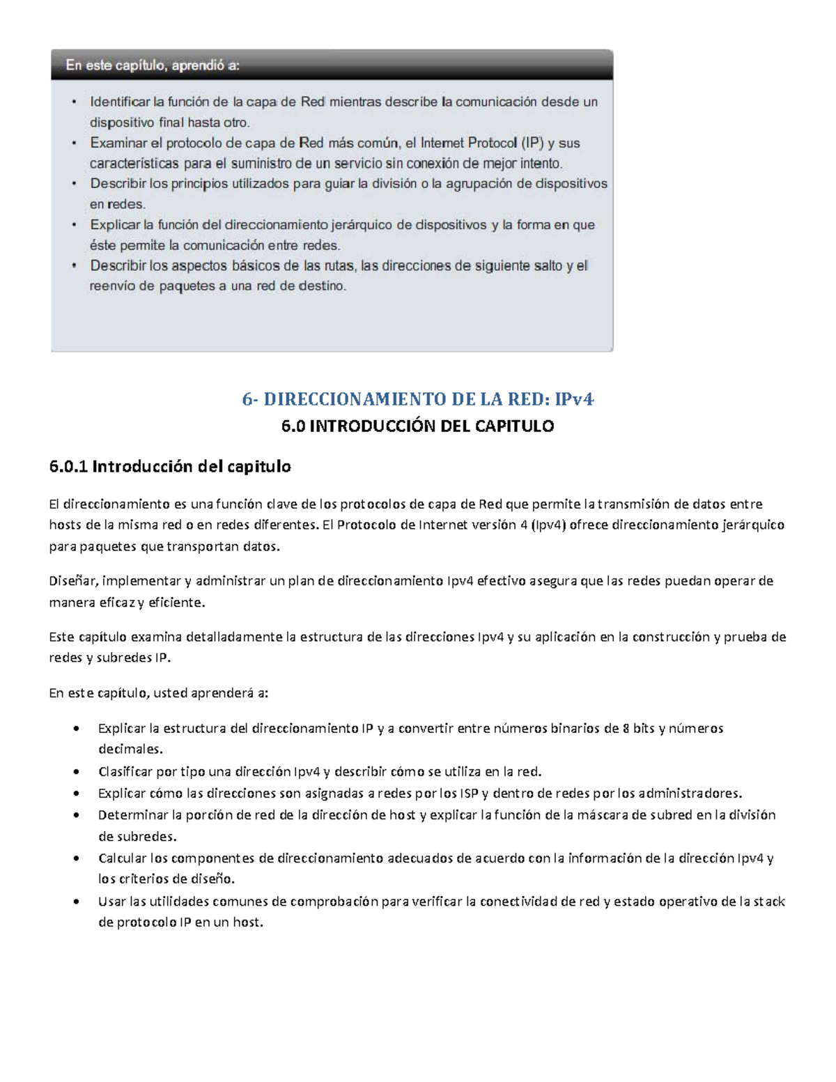 Direccionamiento-Lectura 5 - 6 ­ DIRECCIONAMIENTO DE LA RED: IPv 6 INTRODUCCI”N DEL CAPITULO 6.0 ...