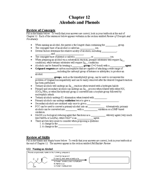 CH 12 learning objectives Klein 3e SU20 - Chapter 12 Learning Objectives Name an alcohol if ...