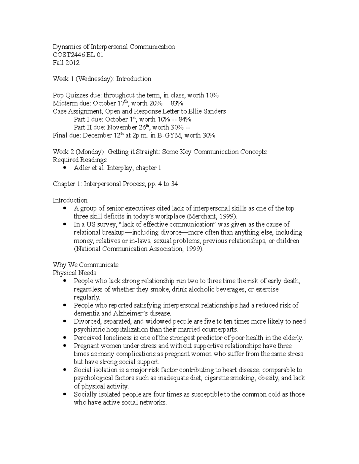 Interpersonal Communication - Dynamics of Interpersonal Communication ...