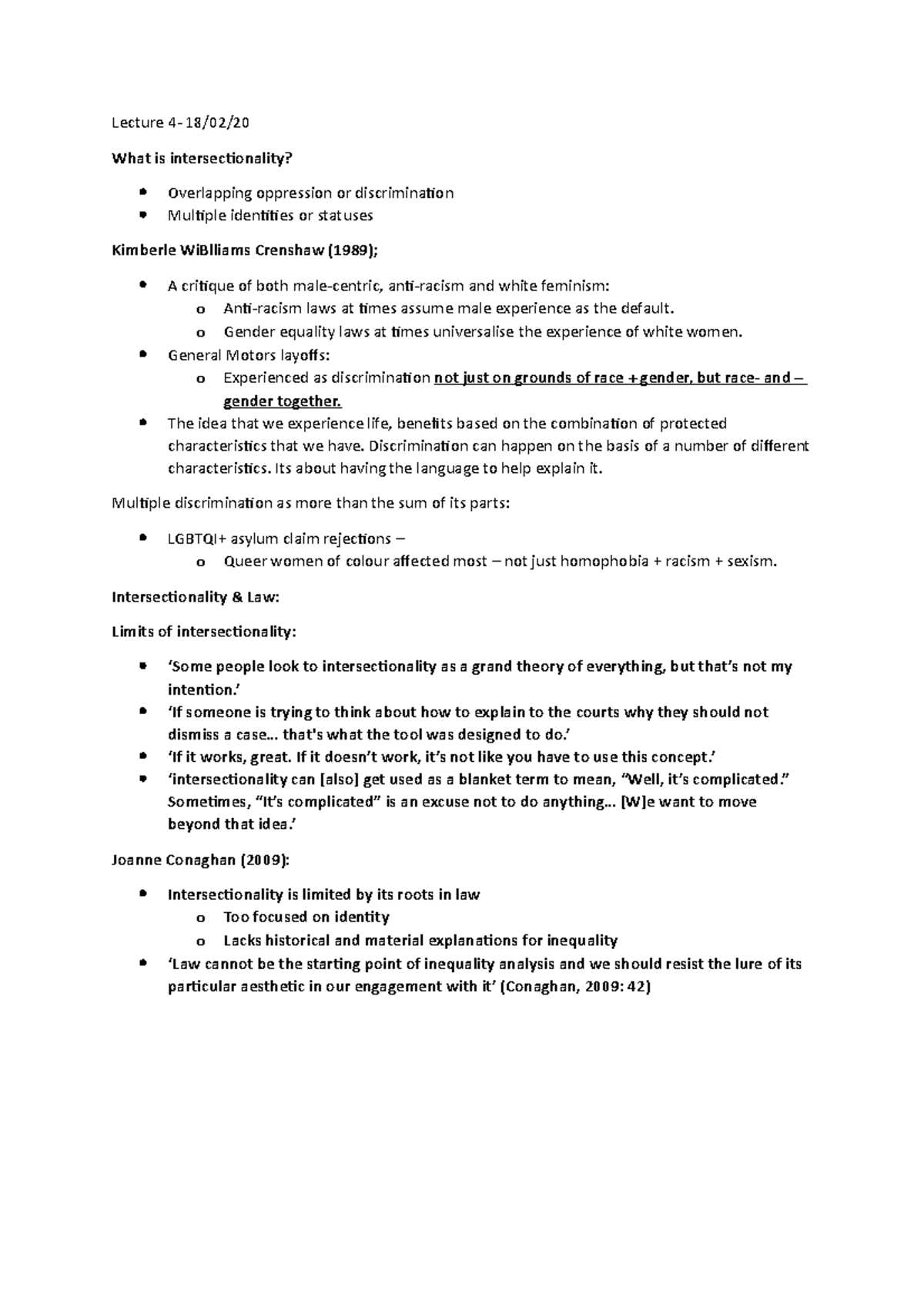 Lecture 4 - Week 4 - Lecture 4- 18/02/ What is intersectionality ...