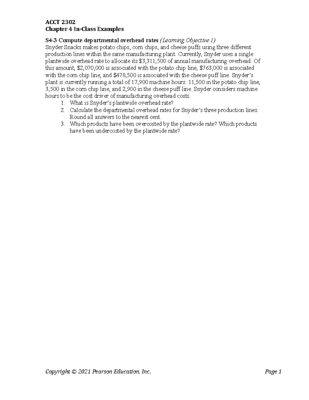 Ch 04 In Class Exercises - Chapter 4 In-Class Examples S4-3 Compute ...