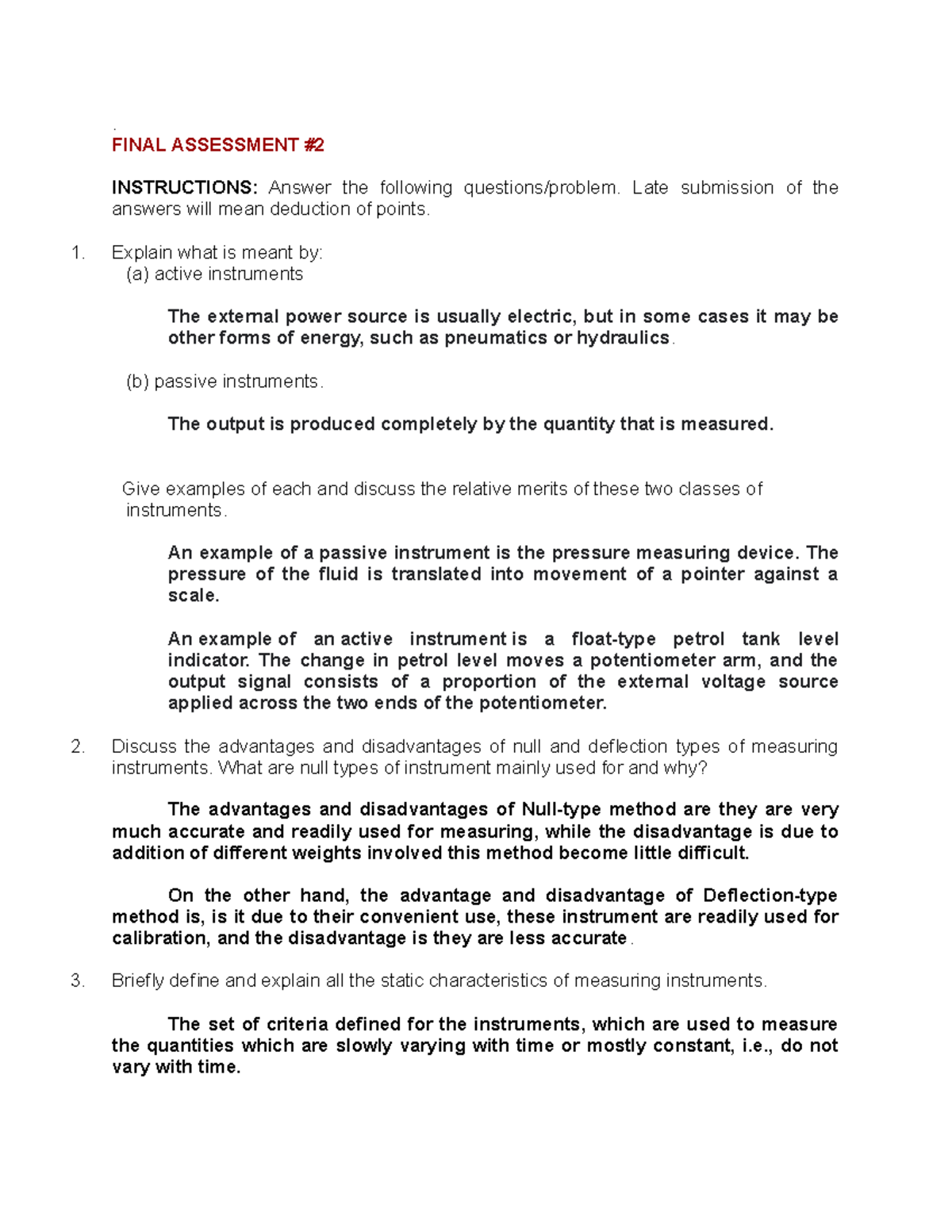 Final Assessment #2 - . FINAL ASSESSMENT INSTRUCTIONS: Answer the ...