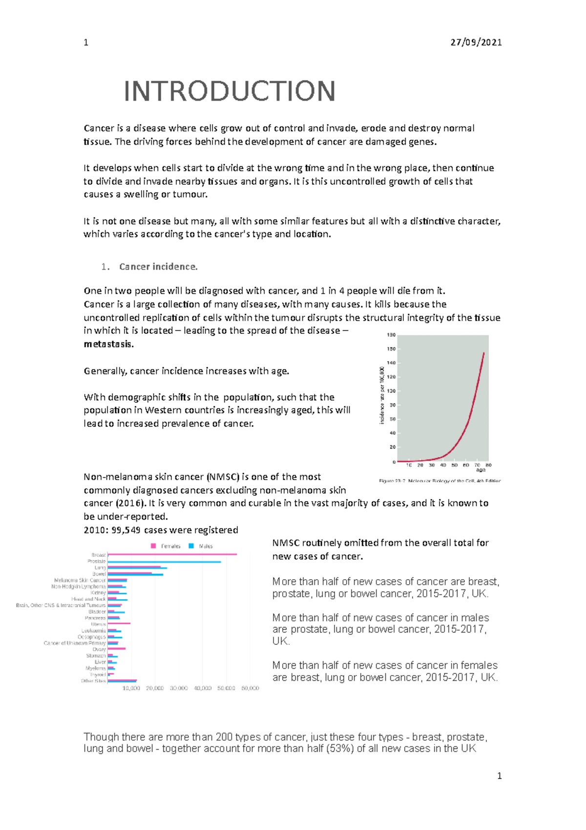 Introduction to cancer bio - INTRODUCTION Cancer is a disease where ...