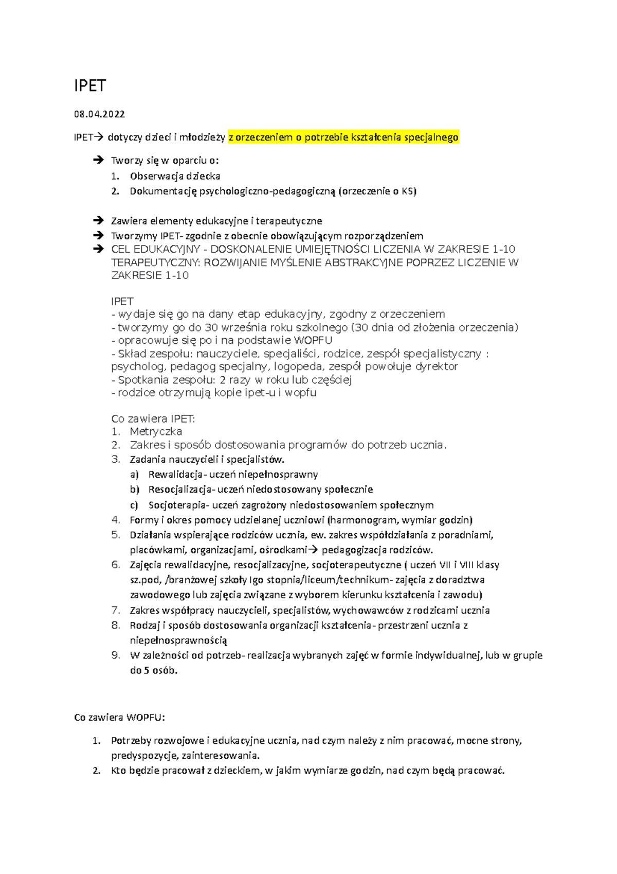 Konstruowanie ipet- co zawiera ipet - IPET 08. IPET dotyczy dzieci i młodzieży z orzeczeniem o ...