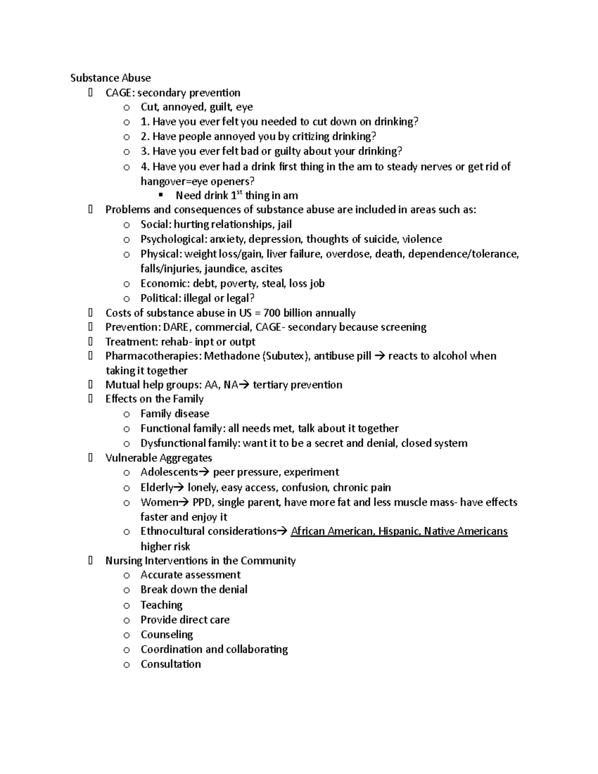 Substance Abuse - Notes, content, helpful hints, powerpoints ...