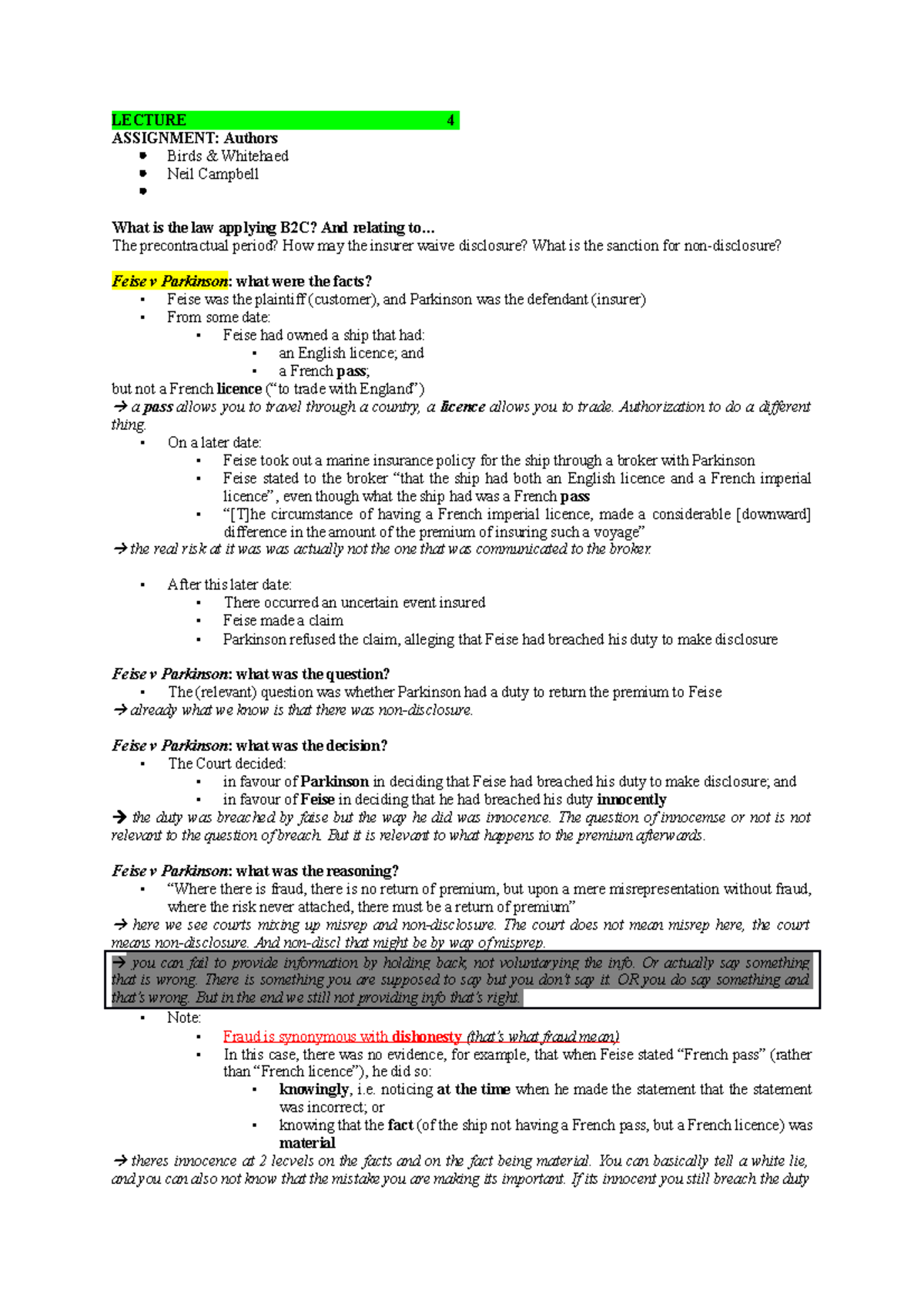 Insurance Lecture 4 slides and notes - LECTURE 4 ASSIGNMENT: Authors ...