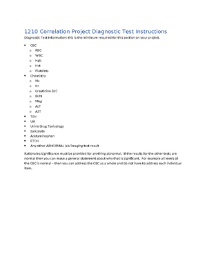 1210 Correlation Project Rubric sp23 - NUR 1210 Clinical Correlation ...