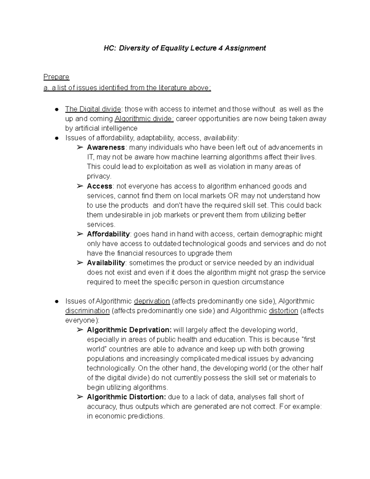 HC Diversity of Equality Lecture 4 Assignment - HC: Diversity of ...