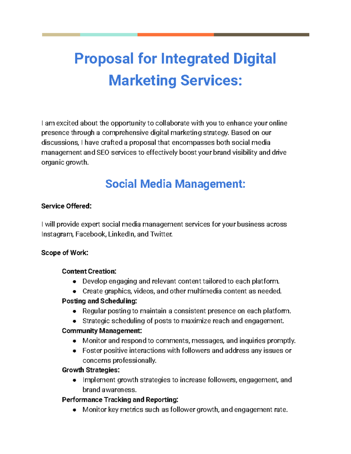 Proposal for Integrated Digital Marketing Services - Based on our ...