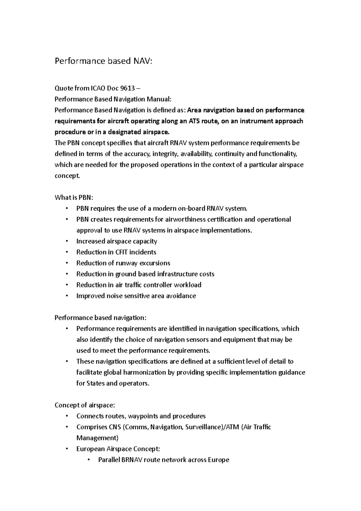 Performance based NAV - Notes for the course - Performance based NAV ...